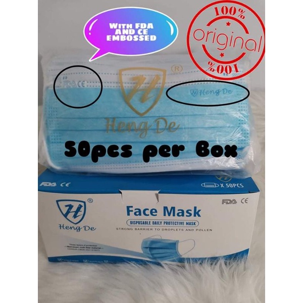 ORIGINAL 3 PLY FACEMASK BY HENG DE WITH FDA, CE AND PASSED CERTIFICATE ...