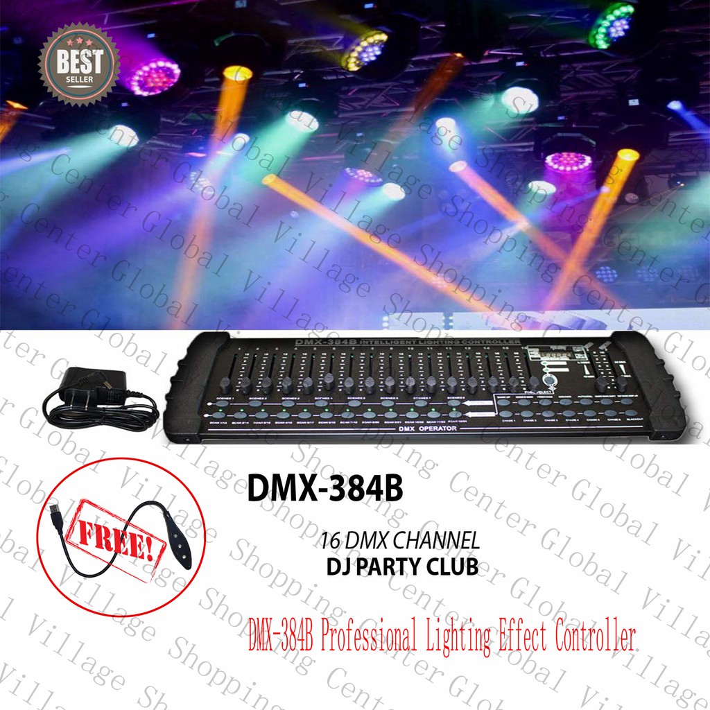 DMX-384B Professional Lighting Effect Controller 16DMX Channel DJ Party ...