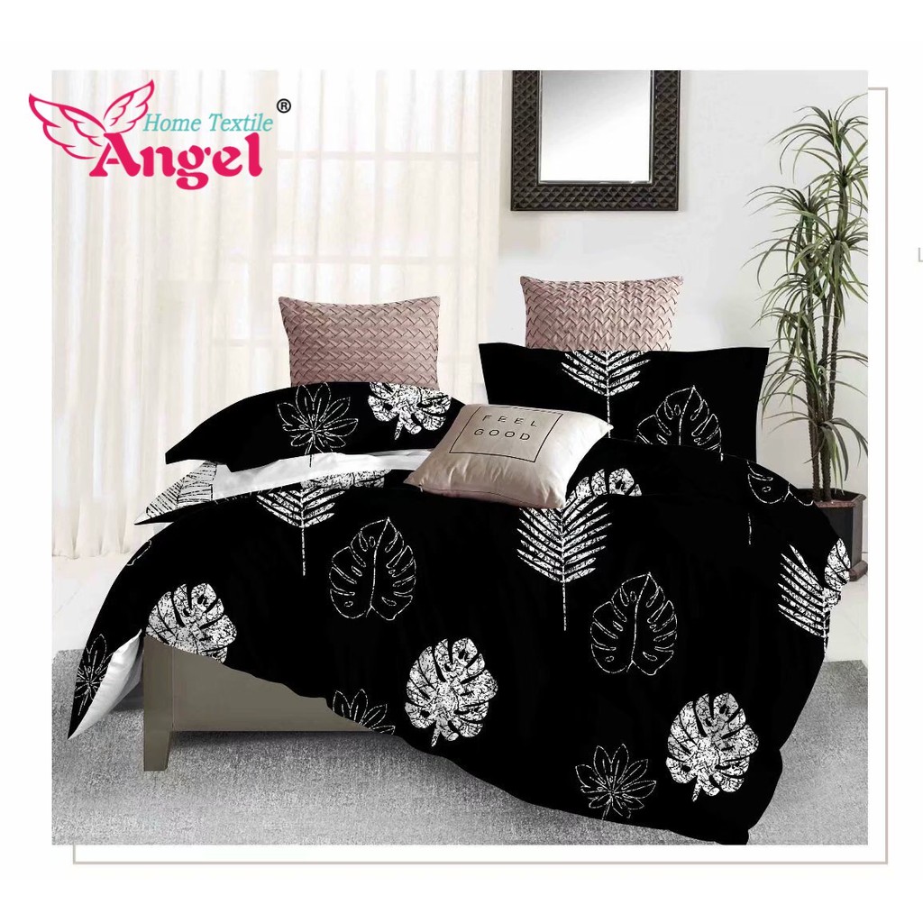 ANGEL#4IN1 SET COTTON BLACK BEDSHEET /C-570-C574 | Shopee Philippines