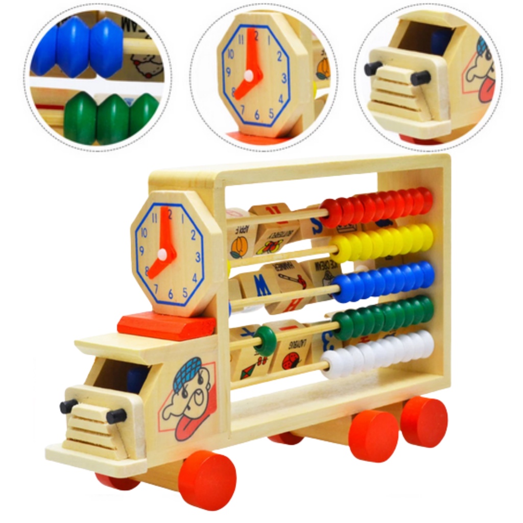 Wooden Abacus Alphabet and Math Educational Toy Car | Shopee Philippines