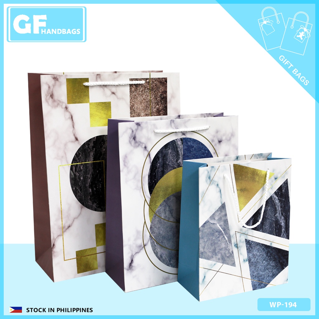 12 pcs Paper Tote Bag Geometric Design Gift Bag Thick Loop Handles Bag ...