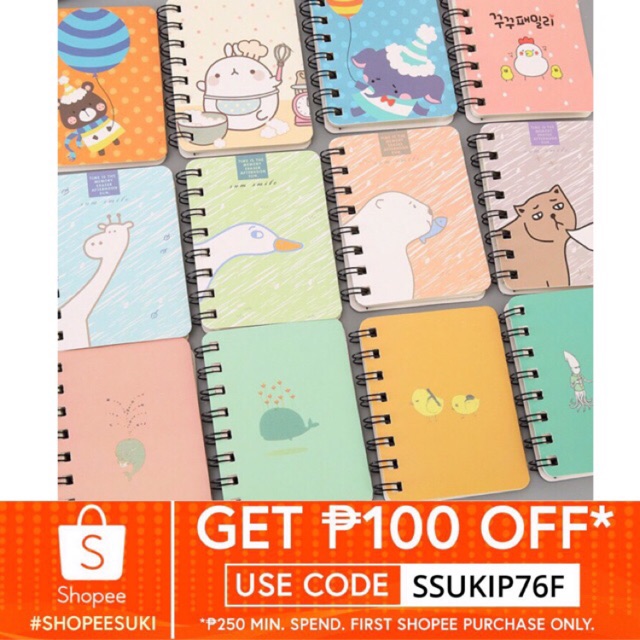 3pcs set cute pastel cartoon assorted design mini notebook | Shopee ...
