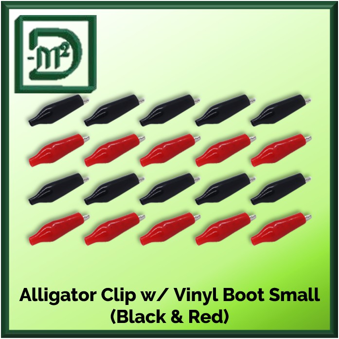 Alligator Clip with Vinyl Boot Small Black & Red (10 pairs) | Shopee ...
