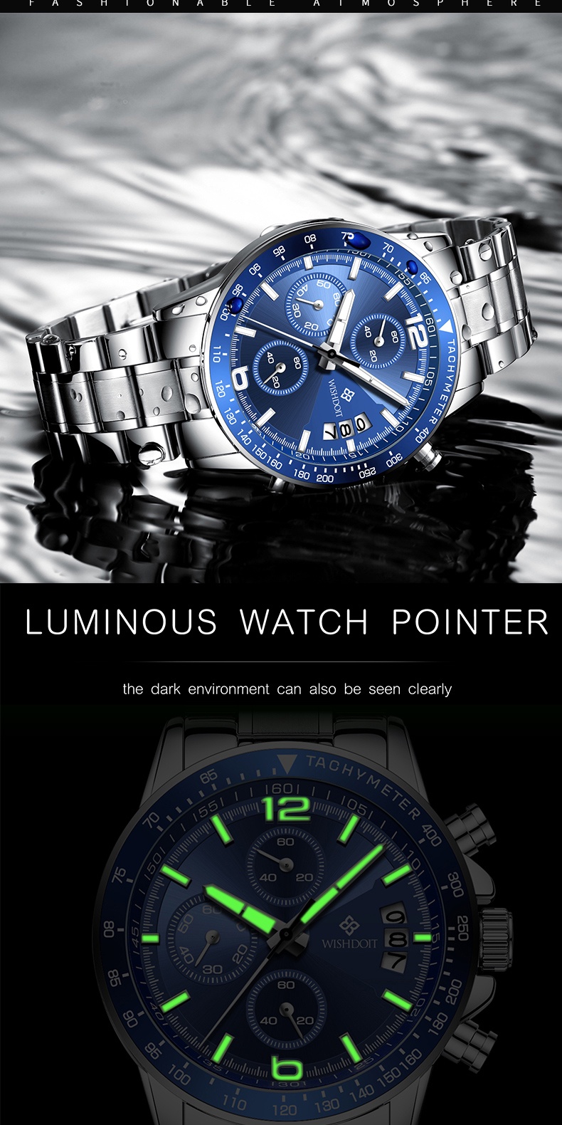 WISHDOIT Watch for Mens Original Sports Waterproof Chronograph ...