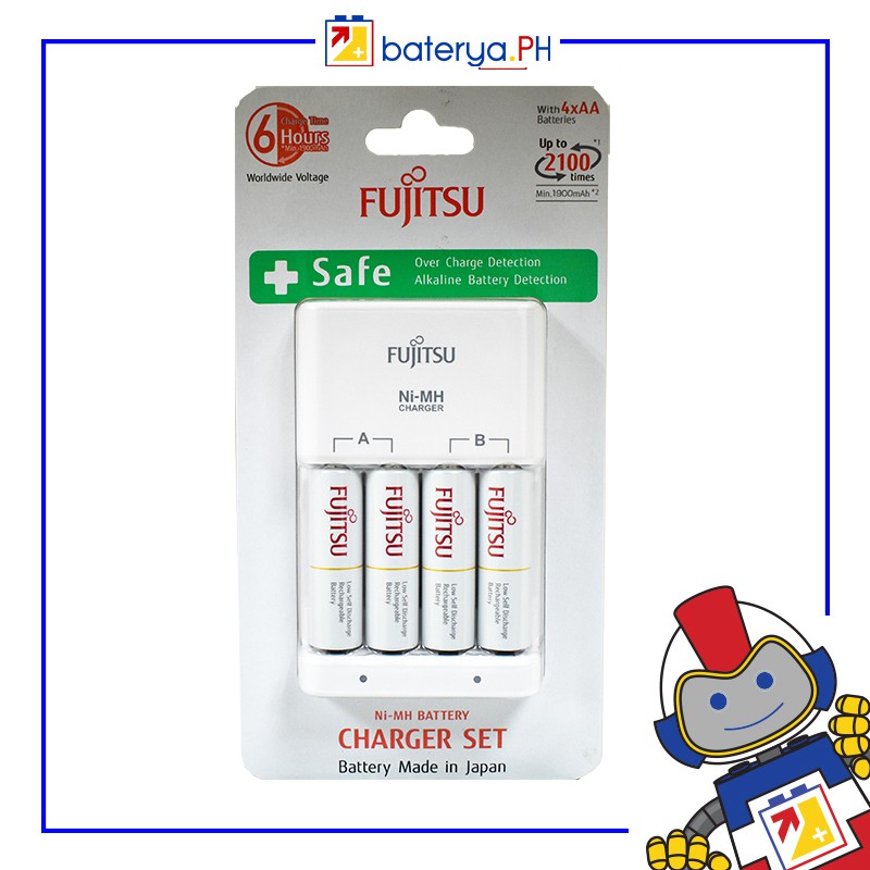 Fujitsu Standard Charger W/ 4 pcs Rechargeable AA Battery 1900mAh ...