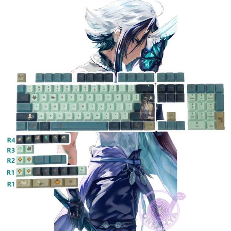 Game Genshin Impact Xiao Theme Cosplay Mechanical Keyboard Keycaps for ...