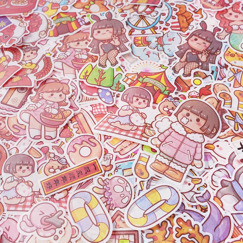 Little Mochi Pocket Sticker Pack Set 50 Pieces Cartoon Stickers ins ...