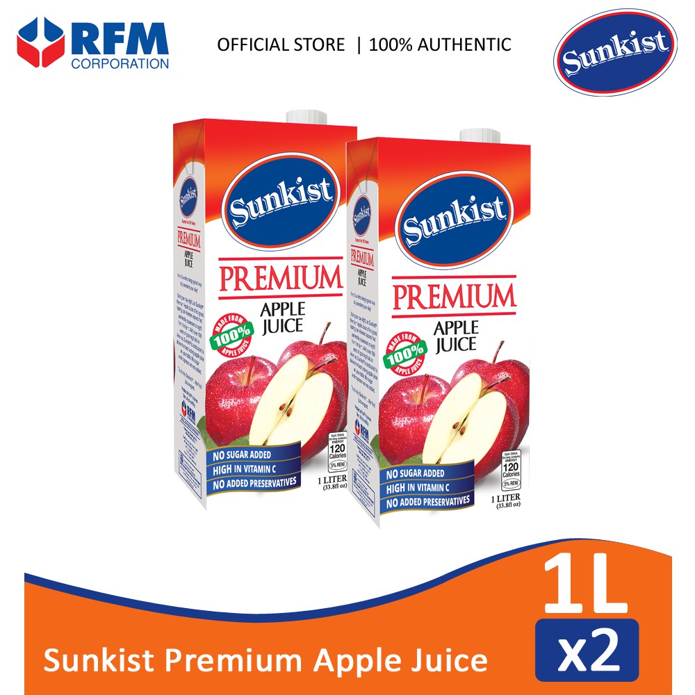 Sunkist Premium Apple Juice 1L - Set of 2s | Shopee Philippines