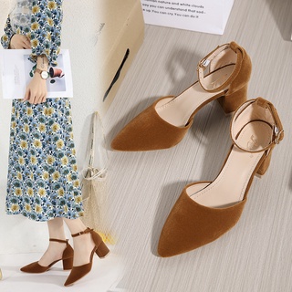 【TRENDIANO】Korean Women Pointed Toe Office Work Block Heels Shoes ...