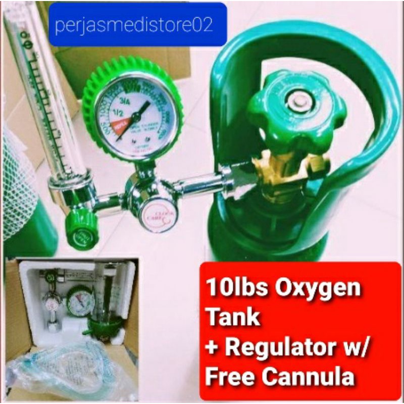 Oxygen Tank Medical 10lbs w/ Regulator Free Cannula ( Order Now Ship ...