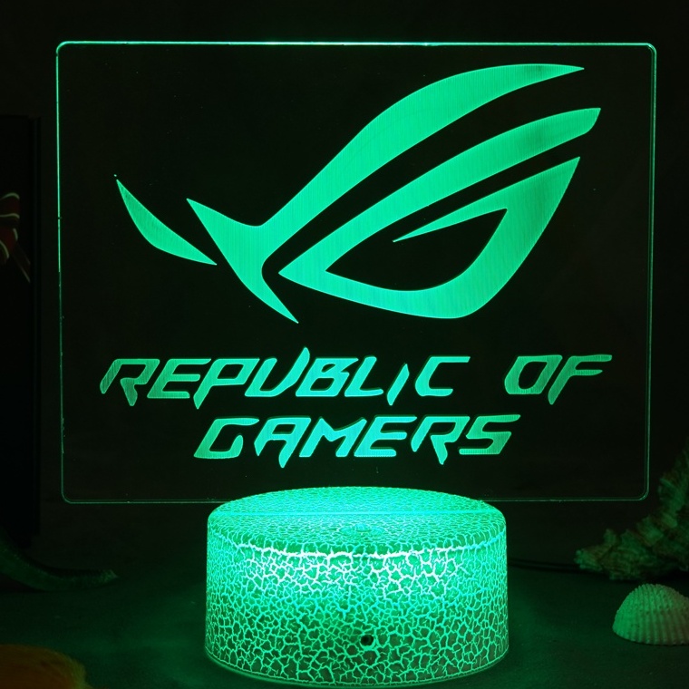 Game Style ROG LOGO 3D Lamps Led RGB Night Lights Birthday Cool Neon ...