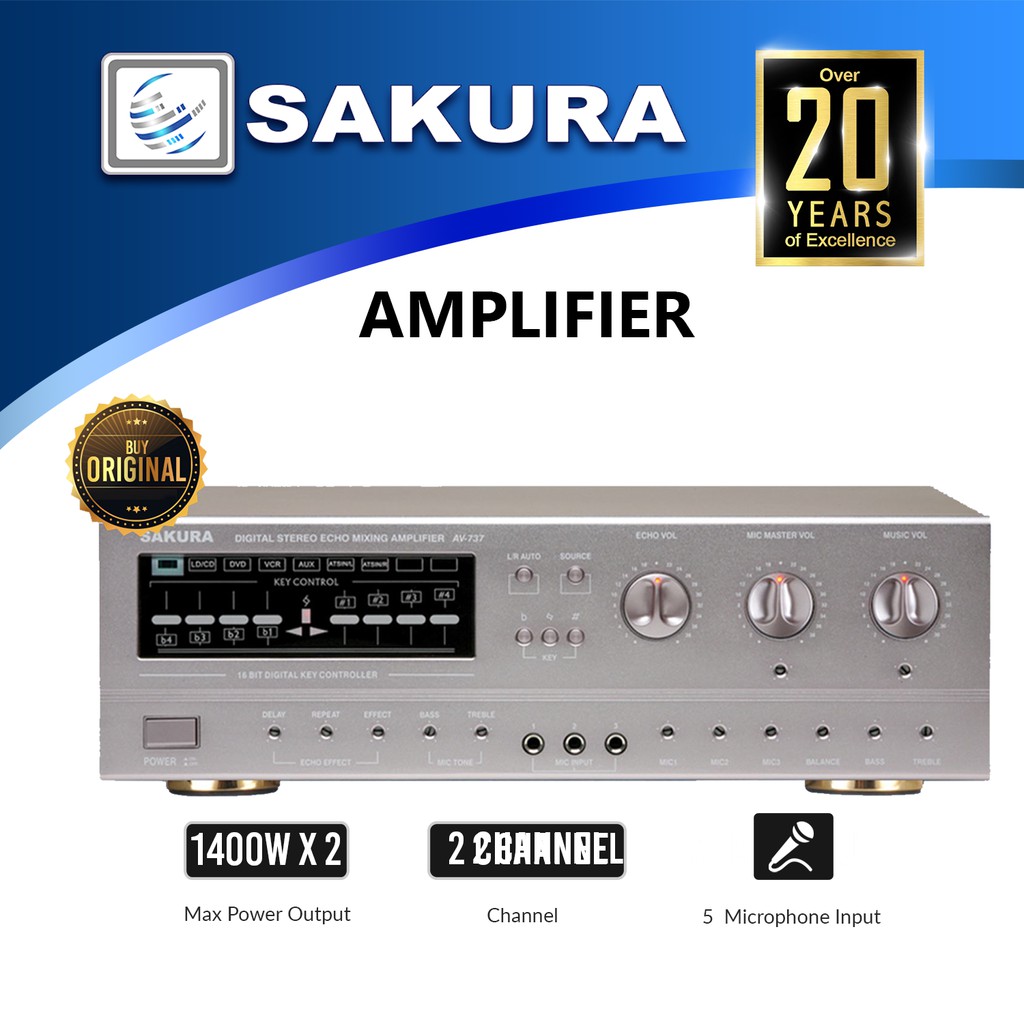 Sakura AV-737 Professional 1400W Amplifier Or Music Videoke | Shopee ...