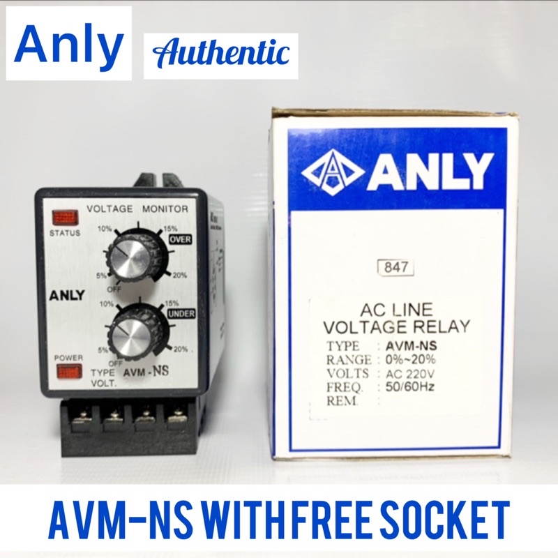 ANLY AVM-NS VOLTAGE MONITORING RELAY WITH Free Big 8pins Socket ...