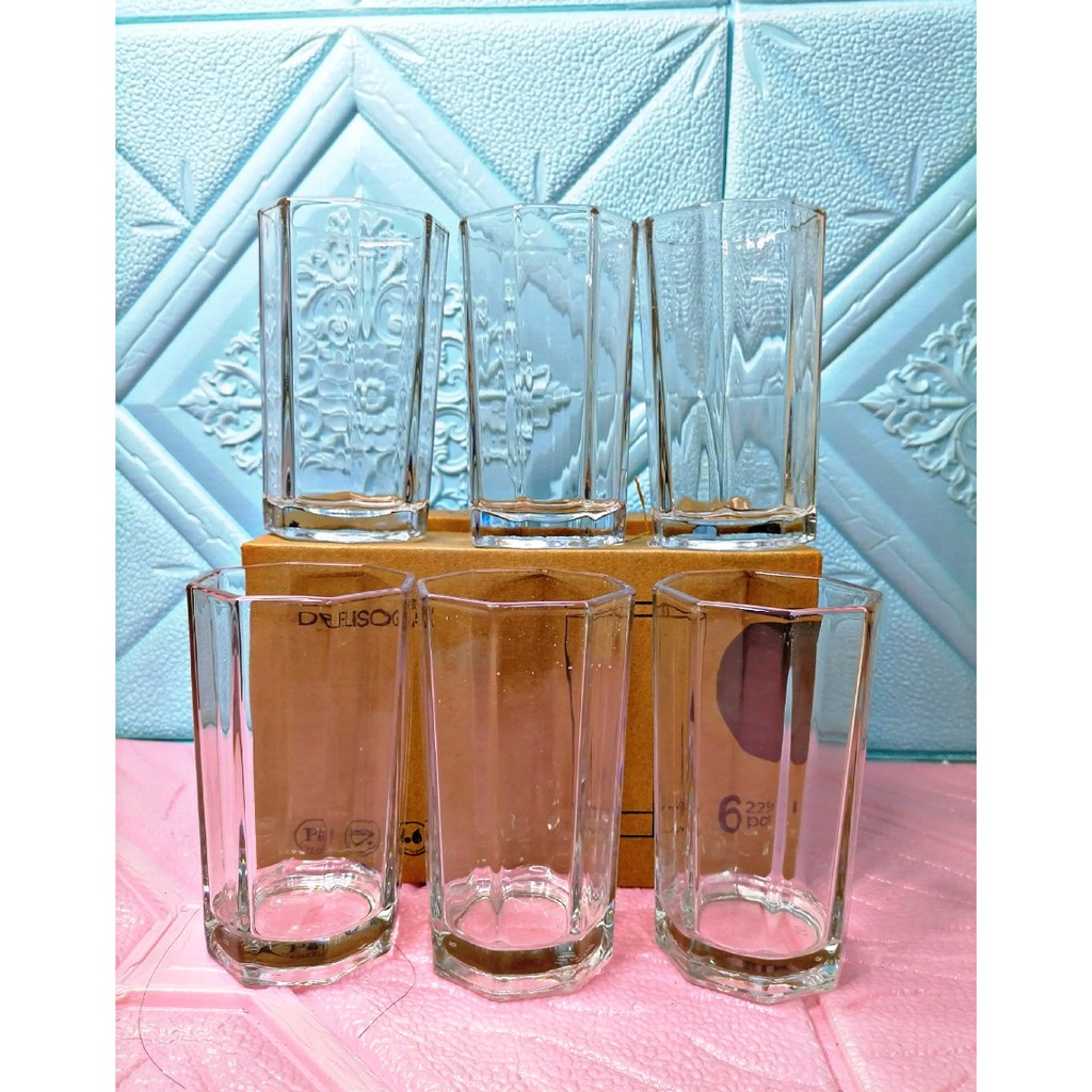 DELISOGA Deli Glassware Drinking Glass Set 6pcs 11cm 225mL Y5303 ...