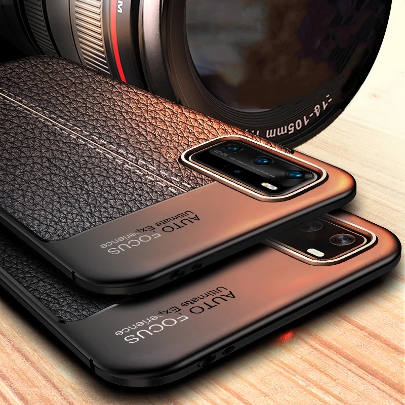 Huawei P40 Pro P50 P30 ShockProof Rubber Slim TPU Leather Back Case ...