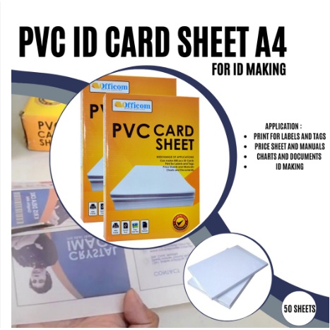 OFFICOM PVC ID Card Sheet A4 Printable Card Sheet Free Size for Bagtag ...