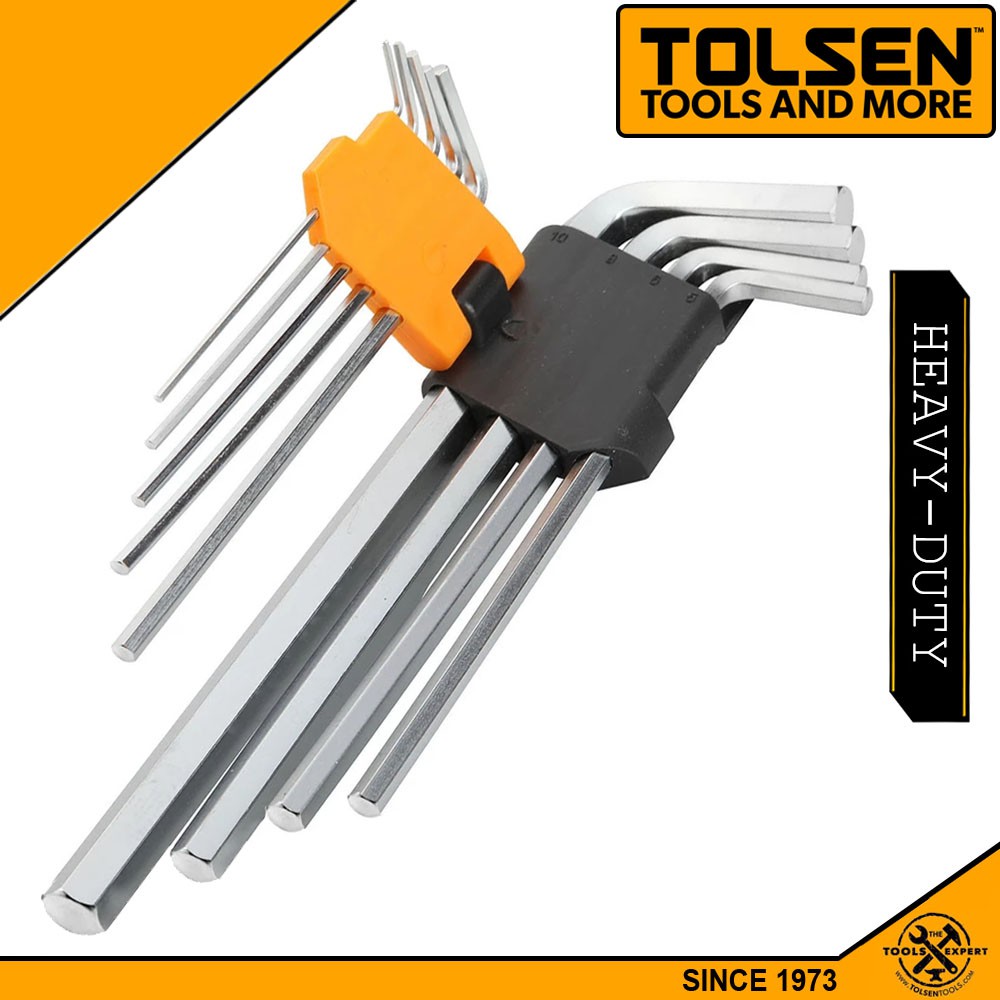 Tolsen 9pcs Long Arm Hex Key Set Allen Wrench (1.5 - 10mm) 20048 ...