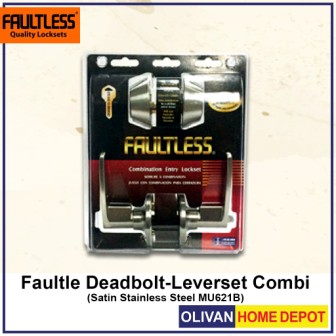 FAULTLESS Combination Single Lock Deadbolt and Leverset Satin Stainless ...