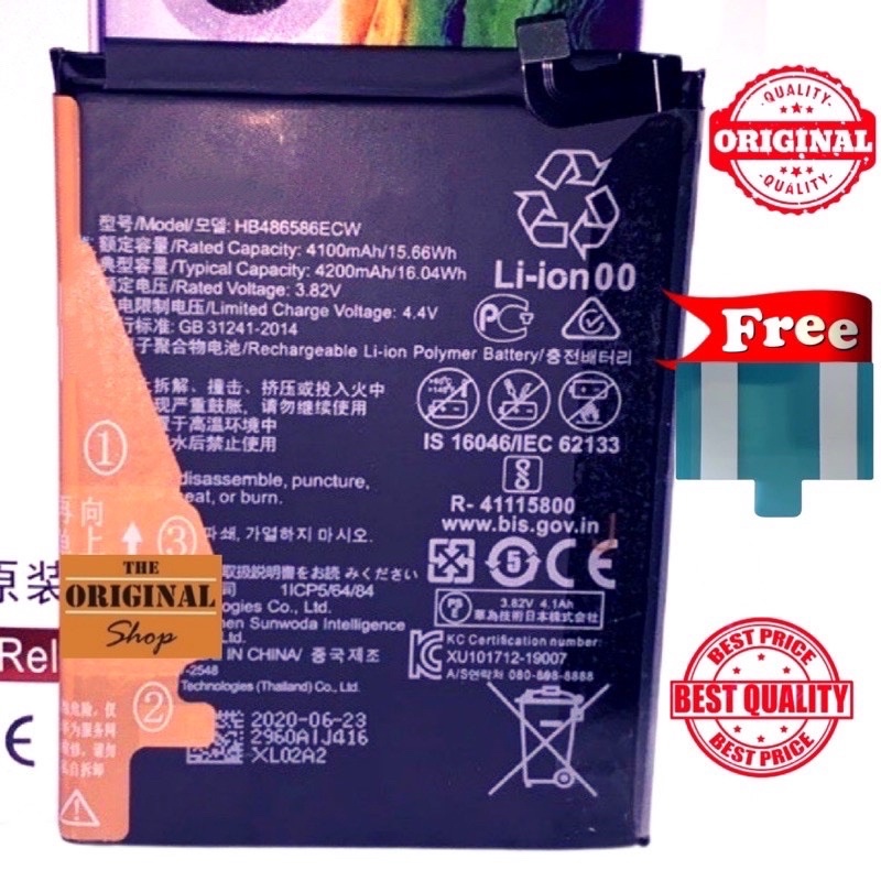 Battery HB486586ECW Mate 30,Nova 7i,Nova 6,V30 pro,P40 lite, Honor View ...