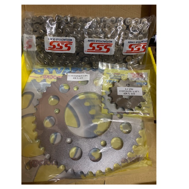 Motorcycle chain set SSS chain set chrome sniper150 | Shopee Philippines