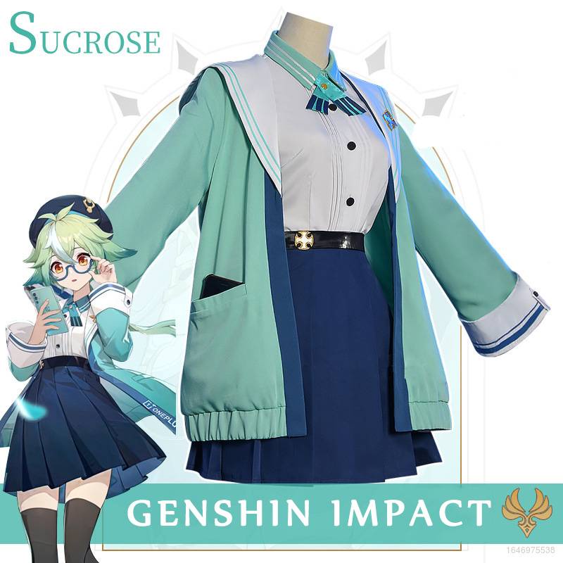 Genshin Impact Sucrose Cosplay Costume JK Uniform Set Anime Long Sleeve ...
