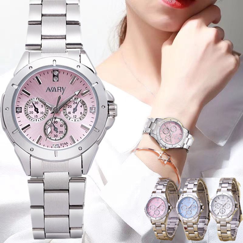 NARY Brand Original Women Quartz Watch Rhinestone Stainless Steel Waterproof Ladies Casual Watch ...