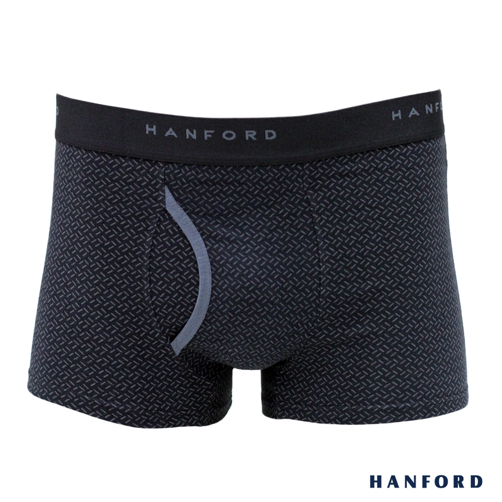 Hanford Men Cotton w/ Spandex Boxer Briefs w/Fly Opening w/ Print Brake ...