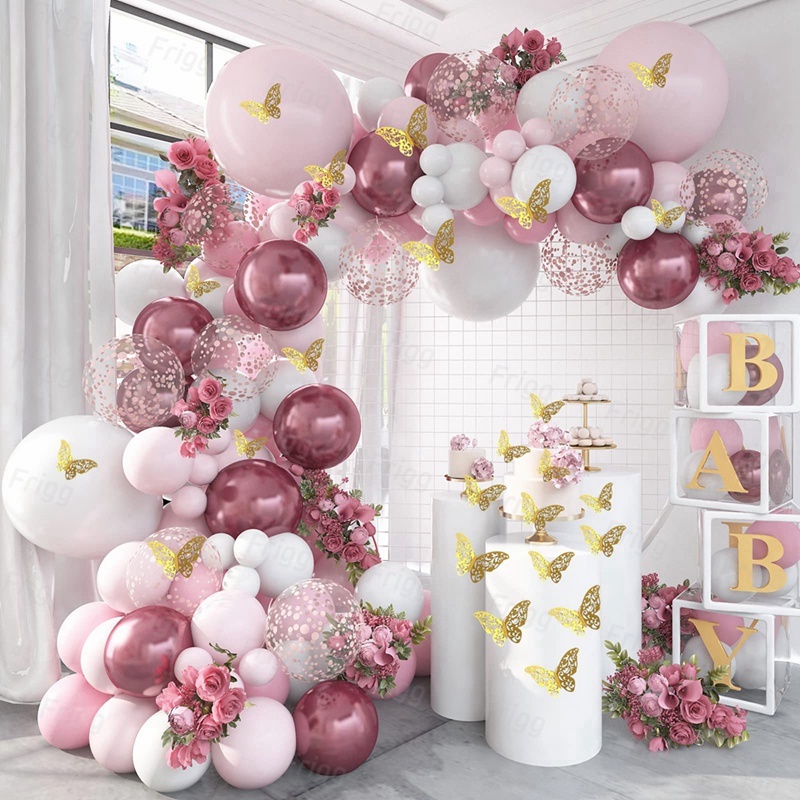 118PCS Wine Red Balloon Series Balloon Set Red Pink Balloon Arch ...