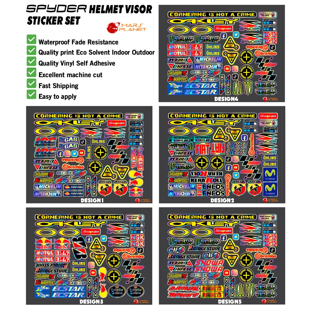 SPYDER HELMET VISOR STICKER DECAL HOLOGRAM WATERPROOF | Shopee Philippines