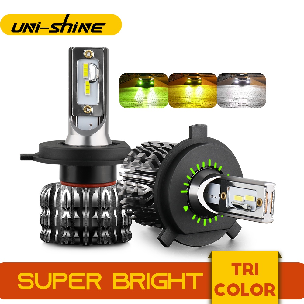 UNISHINE H4 Led Headlight Bulb White Yellow Green Color 12V 2Pcs ...