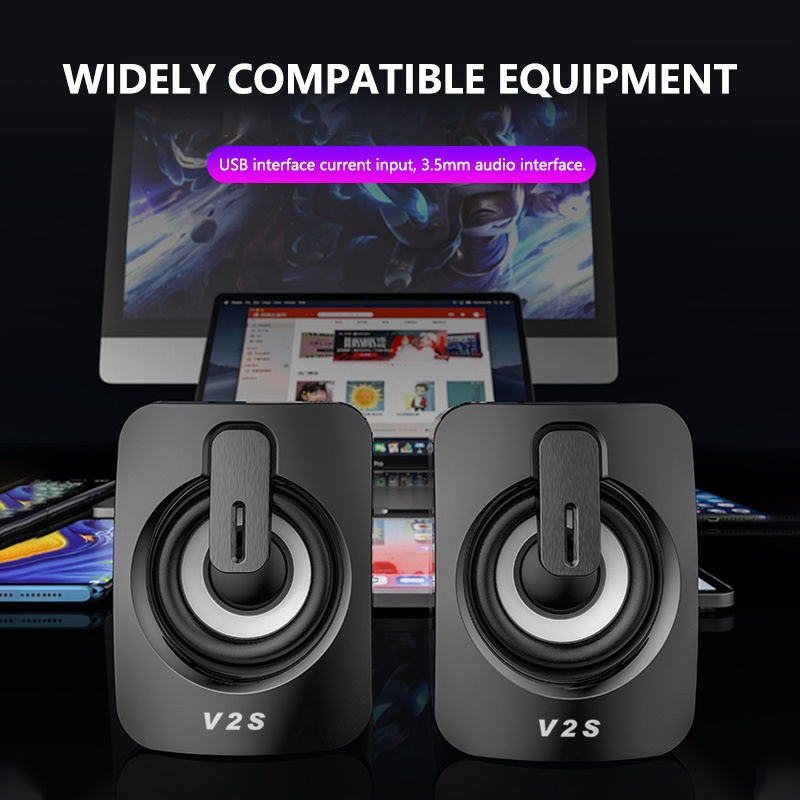 V2S S6 High-fidelity PC computer wired Jack speaker desktop laptop mini ...