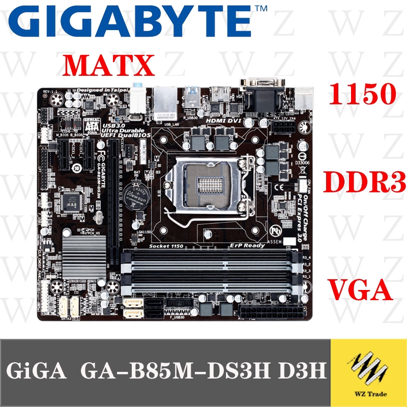 original Gigabyte GA-B85M-DS3H D3H LGA 1150 DDR3 B85M-DS3H 32G HDMI VGA ...