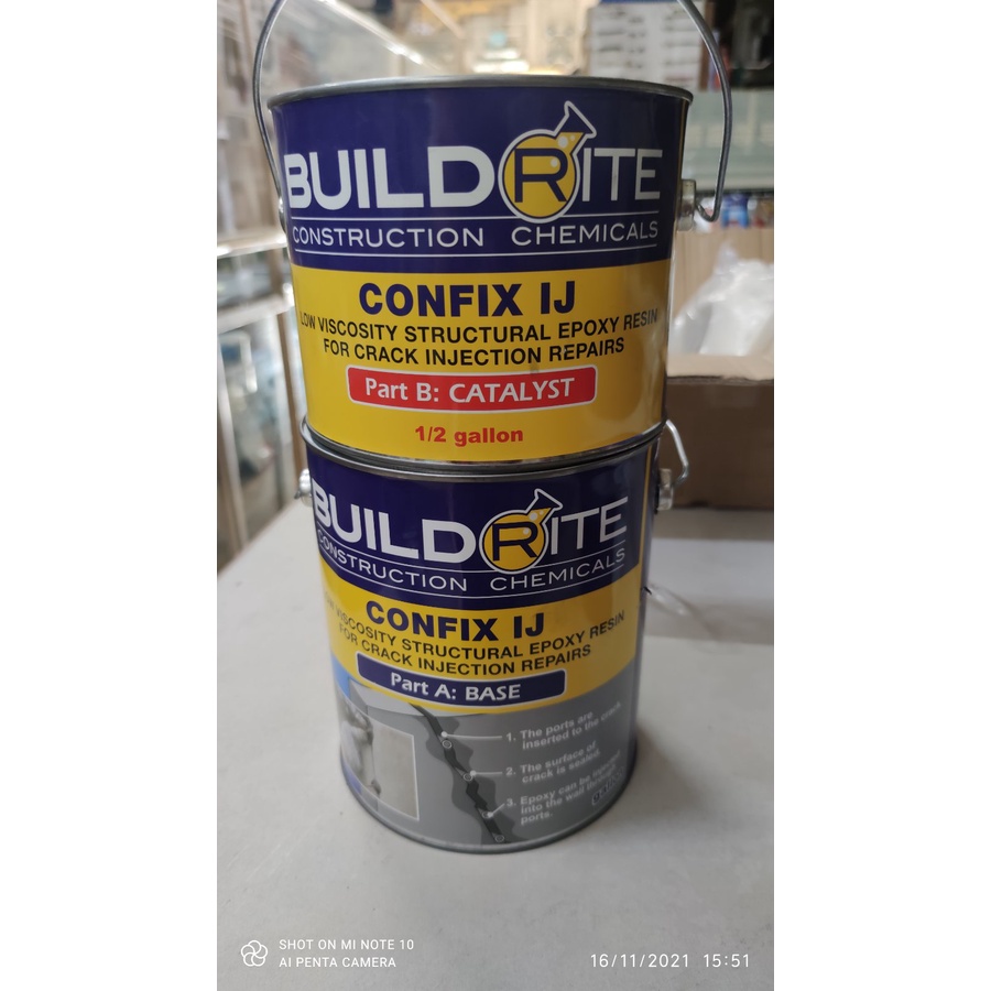 Buildrite Confix IJ 3KG Set A&B Low Viscosity Structural Epoxy Resin for Crack Injection Repairs ...
