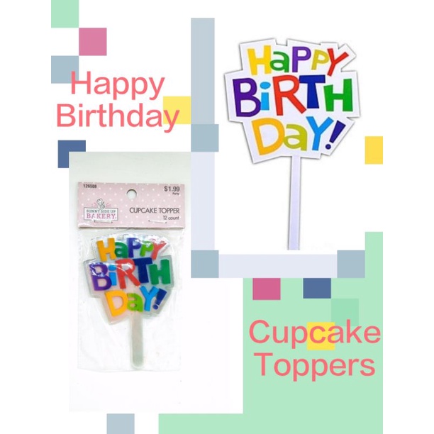 Colorful Happy Birthday Cupcake Toppers (12 pcs) | Shopee Philippines