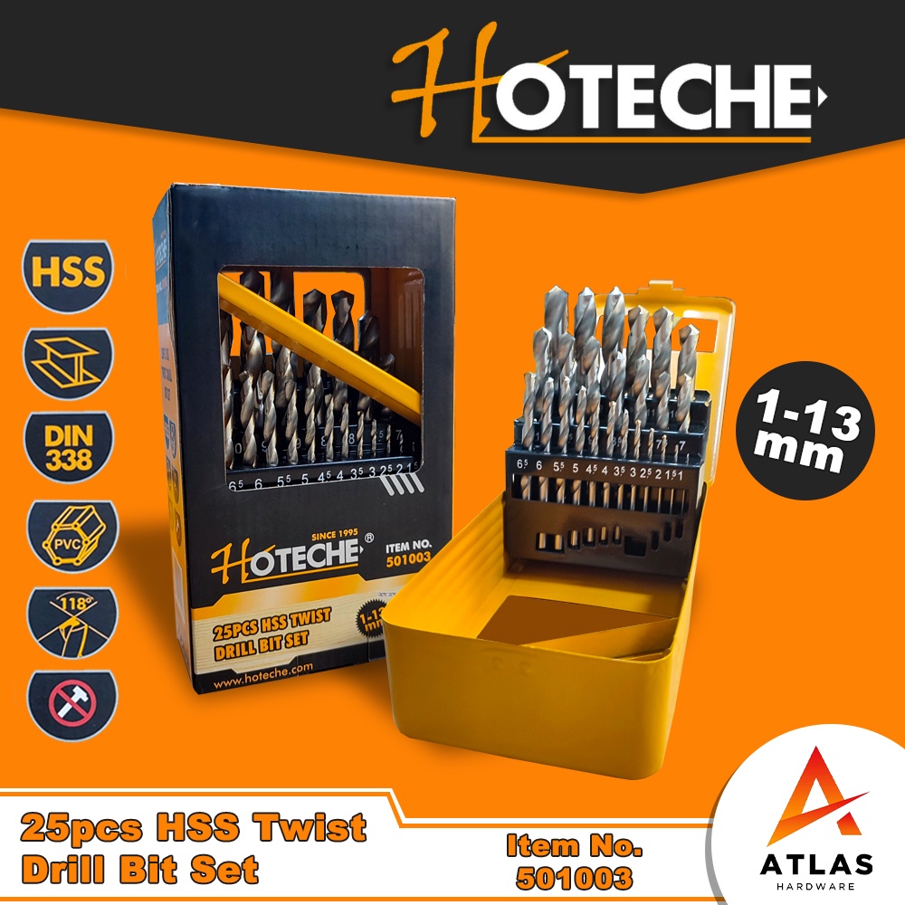 Hoteche 25pcs HSS Twist Drill Bit Set | Shopee Philippines