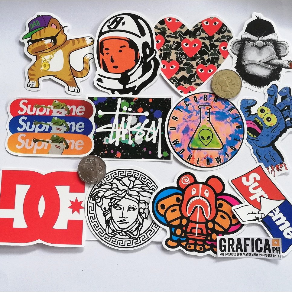 Supreme Hypebeast Sticker Pack (v7) 12pcs Waterproof Glossy Shopee ...