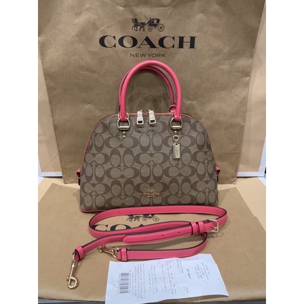 NWT COACH 2558 Katy Satchel In Signature Canvas Leather 1941 Red $350 ...