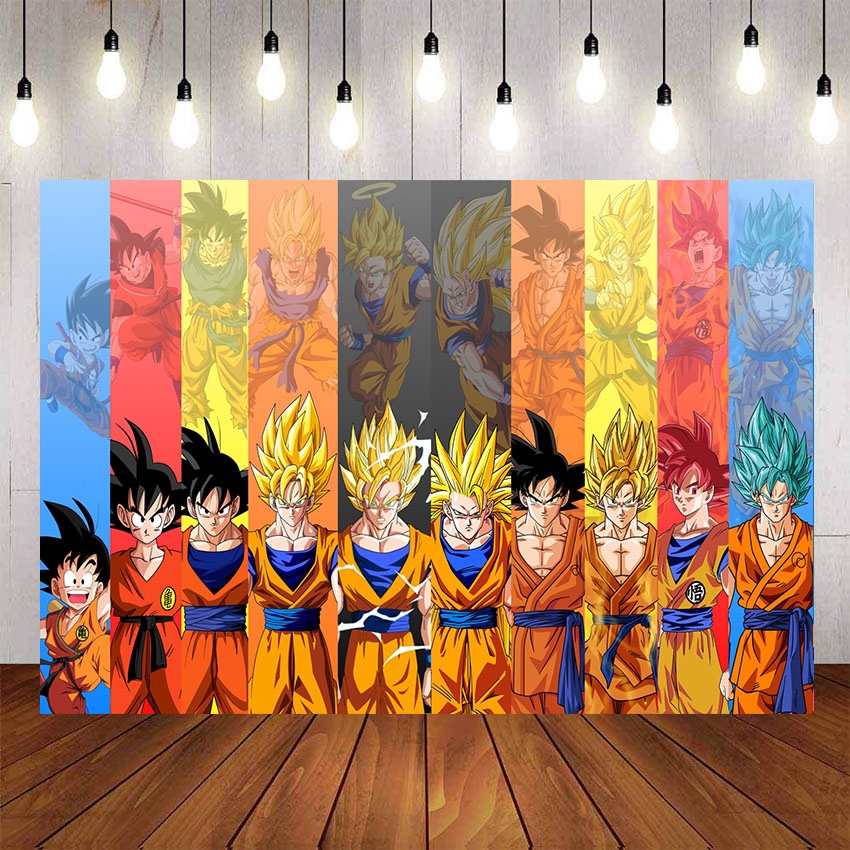 Dragon Ball Backdrops Cartoon Boys Birthday Party Photography Yellow ...