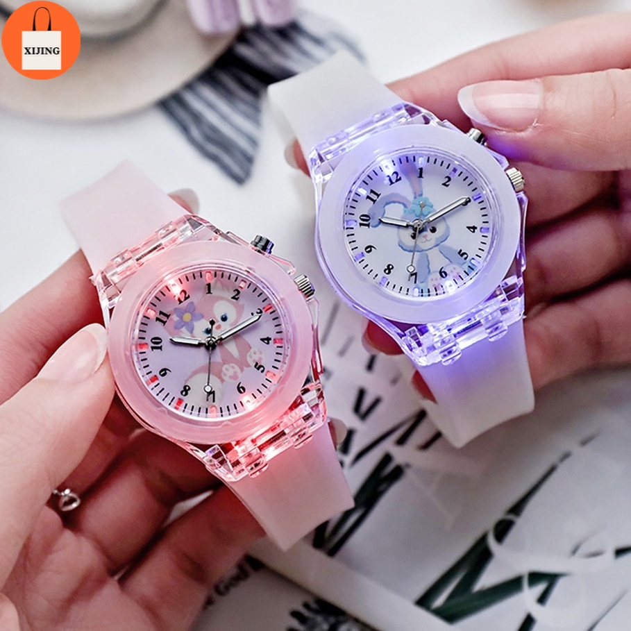 Cute Cartoon Luminous Kids Watch Disney Stellalou Linabell Melody Hello Kitty School Children ...