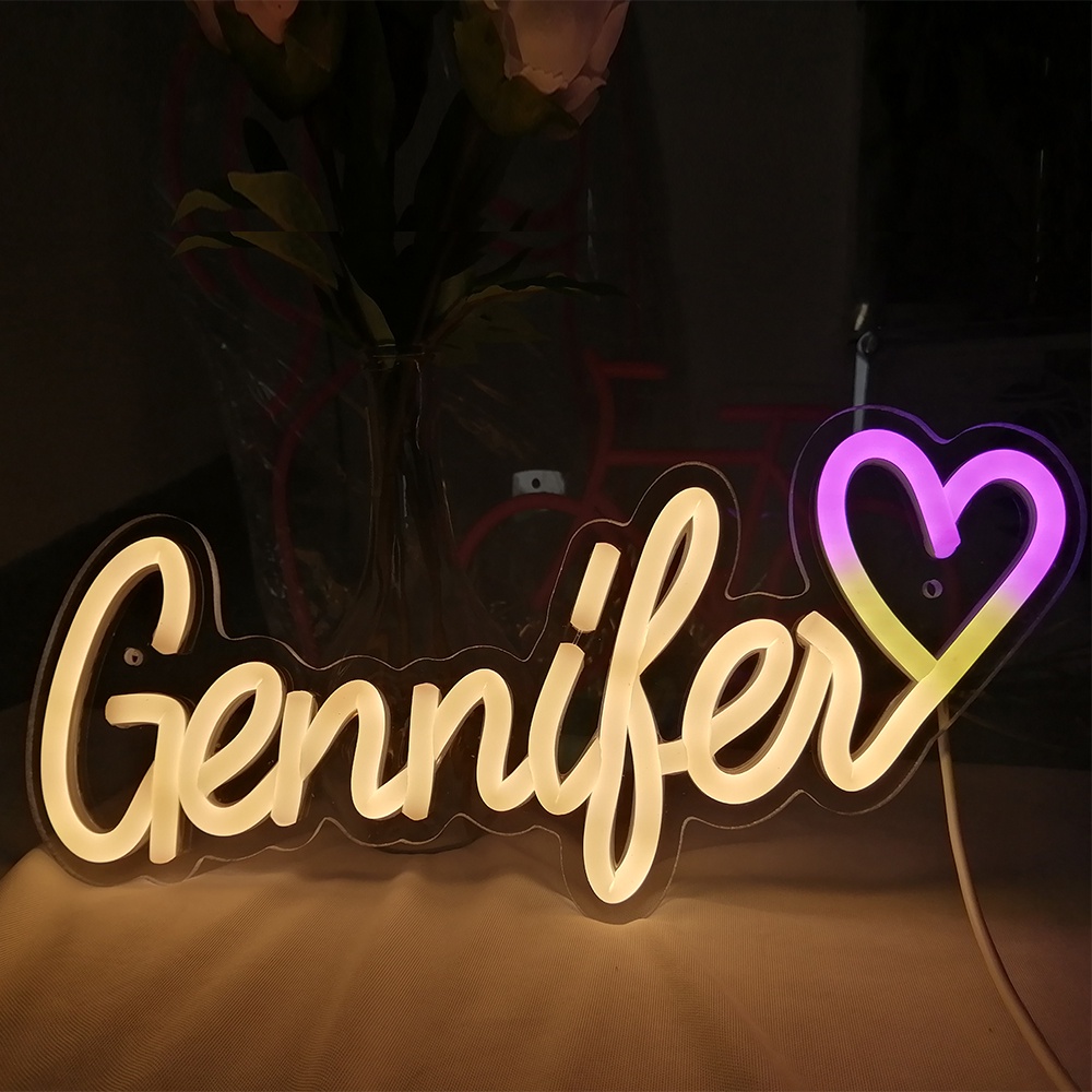 Hot Customized Neon Name+RGB Heart Neon USB, Room Decoration Valentine ...