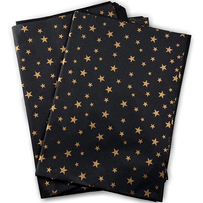 5 Sheets Gold Star Black Tissue Paper Bulk,20" x 28",Tissue Paper for ...