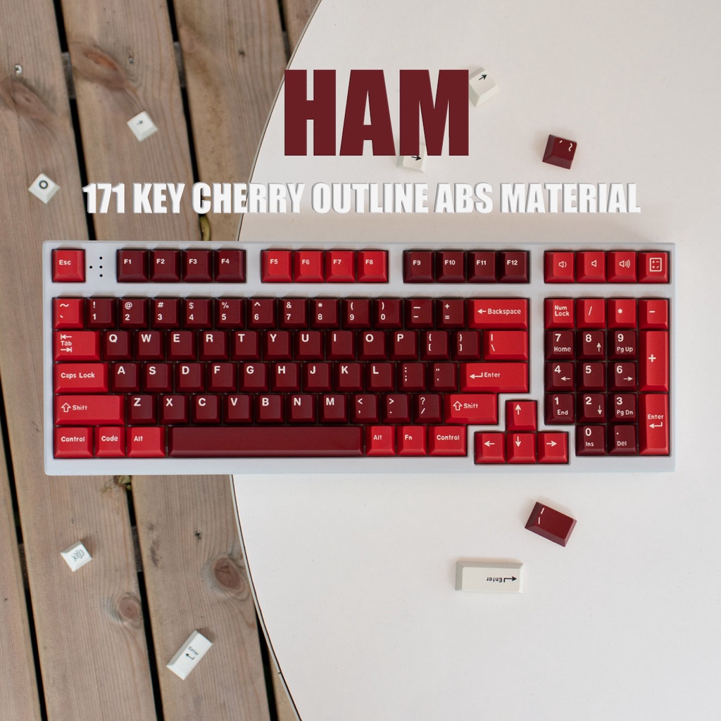 171 KEYS HAM ABS DOUBLE SHOT CHERRY PROFILE For MX Switch Mechanical ...