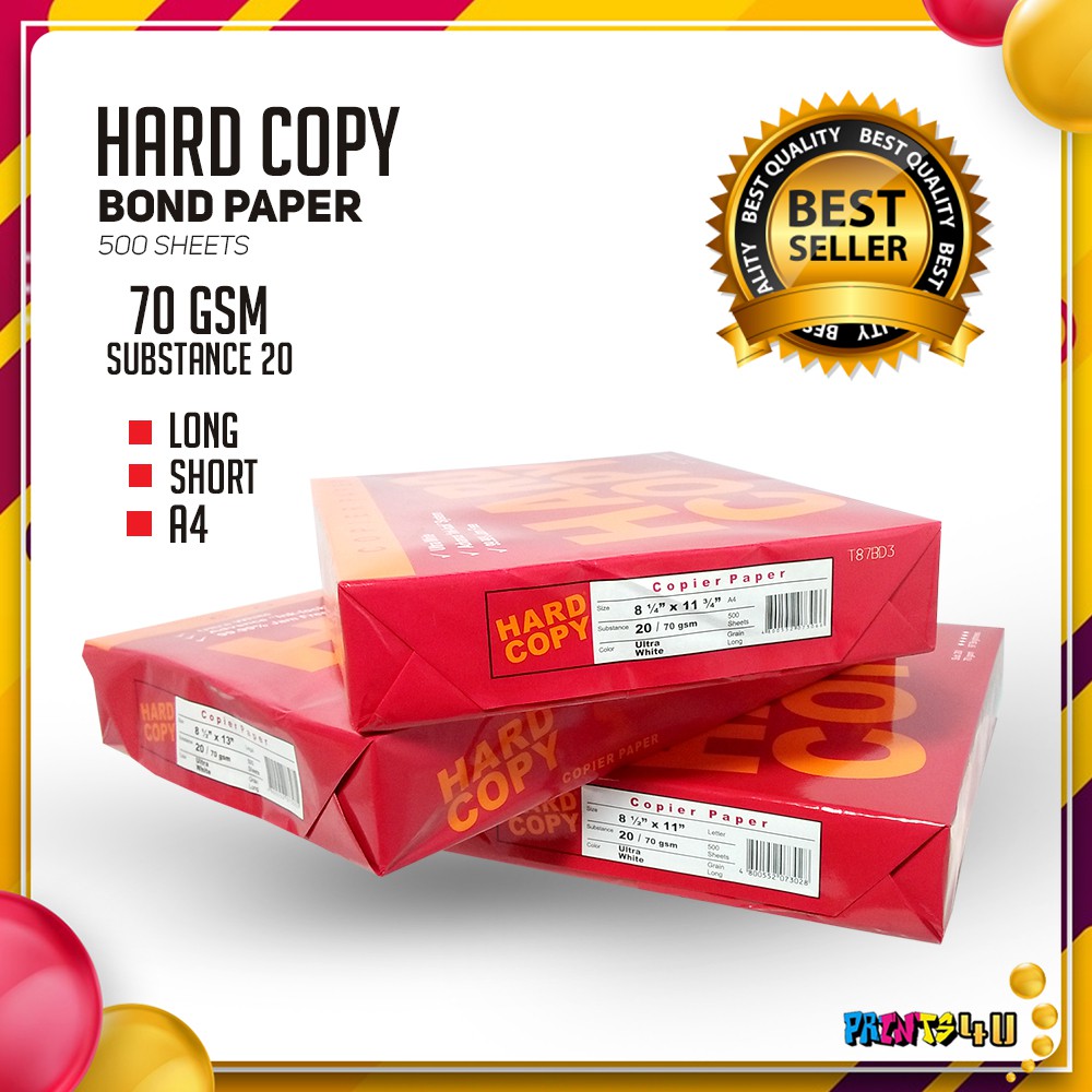 HARD COPY BOND PAPER 70GSM SELLING PER REAM Shopee Philippines