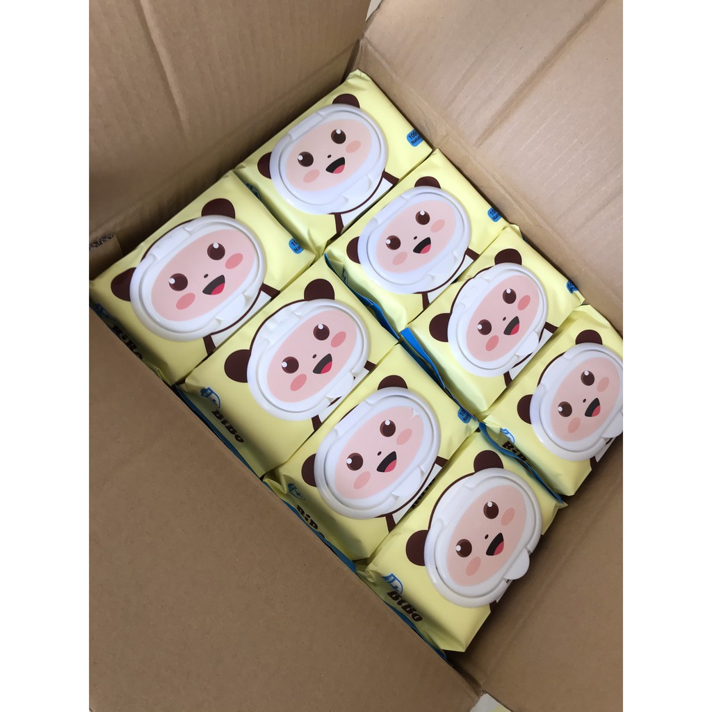 Bibo scentless wet wipes (100 sheets) with plastic lid/100% natural ...