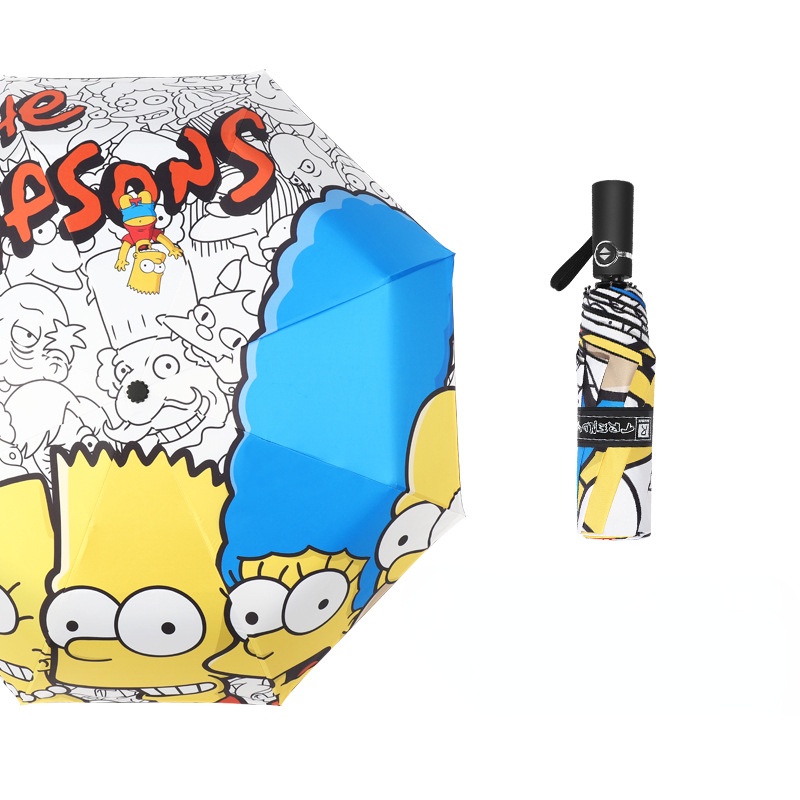 Simpson Totoro Pikachu Stitch Automatic Rain Sun Dual Purpose Umbrella ...