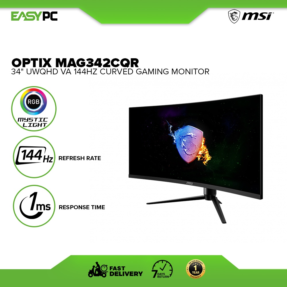 MSI Optix MAG342CQR 34" Curved Gaming Monitor UWQHD/VA/144Hz/1ms 1ION ...