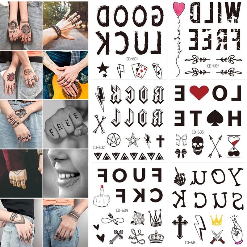 1Pcs NEW Waterproof Finger Tattoo Stickers Folk Dance Performance Hand ...