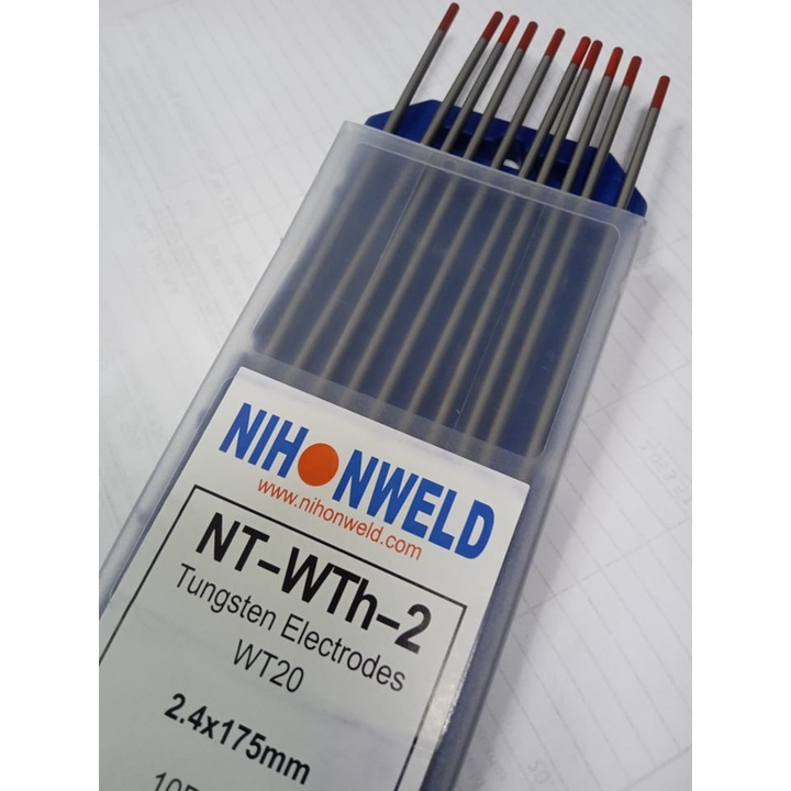 NIHONWELD NT-WTh-2 TUNGSTEN ELECTRODE RED TIP 2.4X175MM | Shopee ...