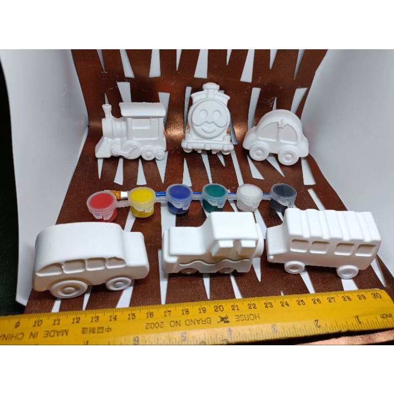 Paint Your Own Transportation Car Train Bus Plaster Figures | Shopee ...