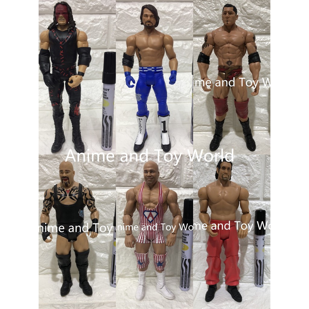 WWE Kane,Batista,Aj Style,Stone Cold,Tensai,Kurt Angle,Mankind Mattel Basic Action Figure ...
